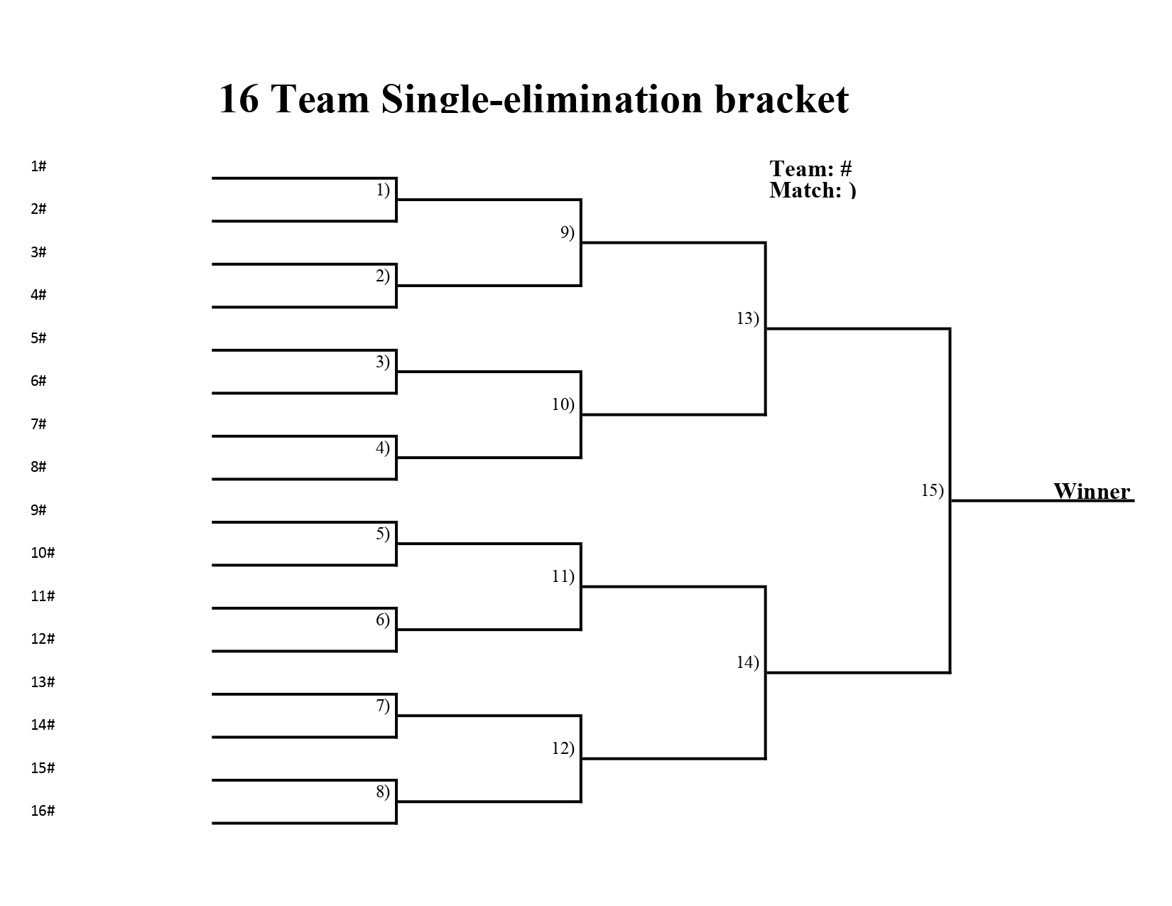 Printable 16 team Single elimination Bracket In PDF Printerfriendly