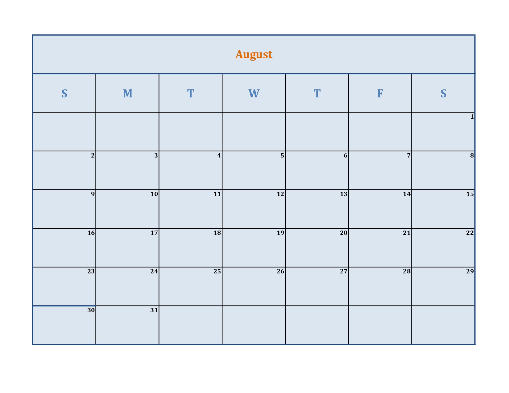 Printable August 2020 calendar - Printerfriendly