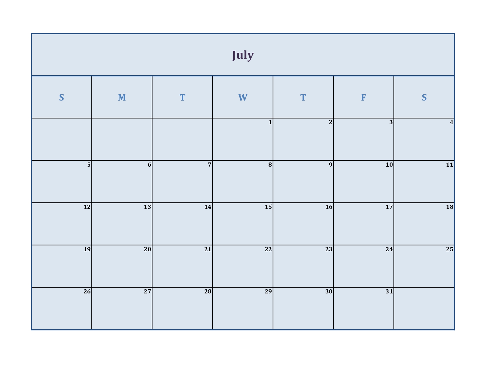 Printable July 2020 calendar in PDF - Printerfriendly