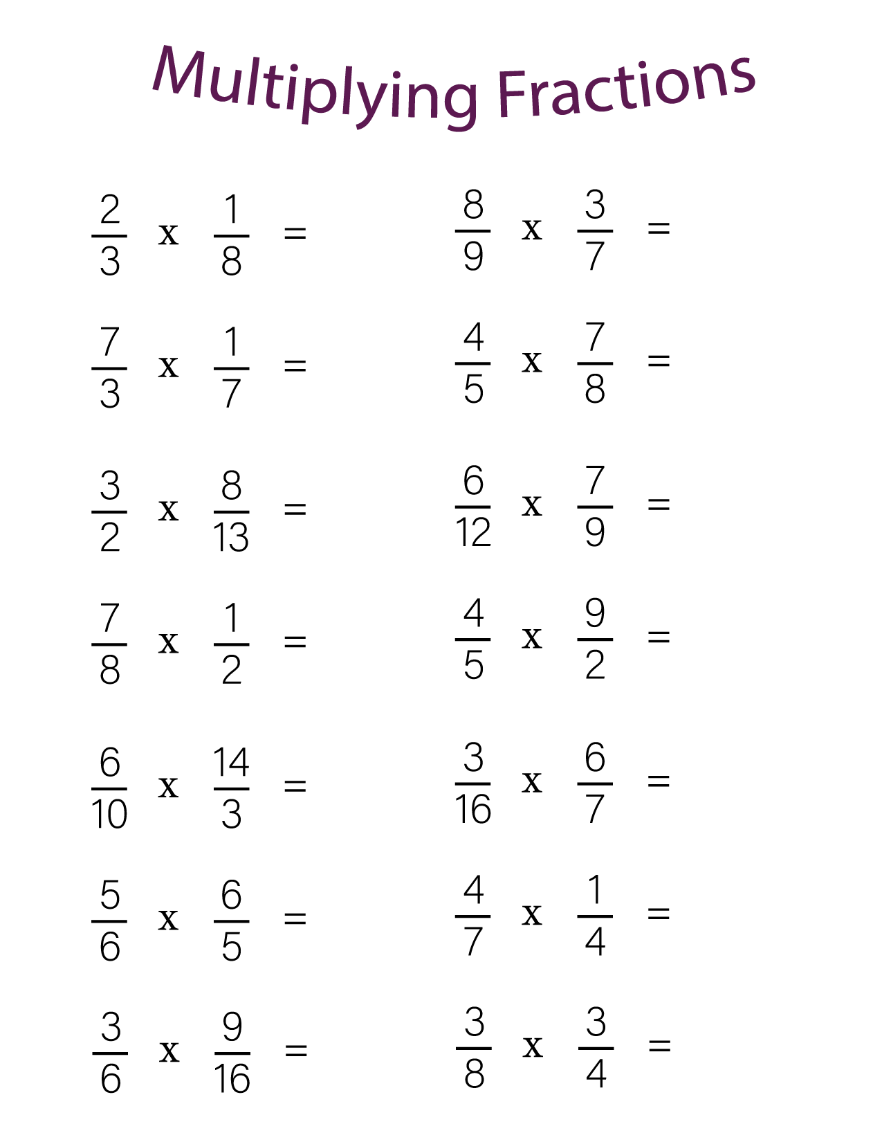 Printable Free Multiplying Fractions Worksheets by Whole Numbers In Printable Free Multiplying Fractions Worksheets by Whole Numbers In