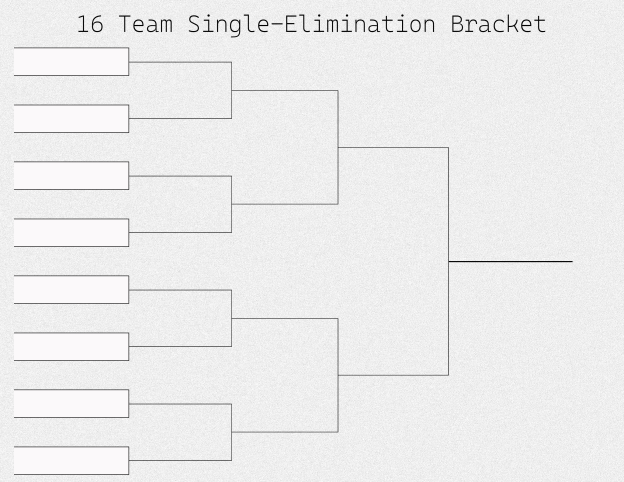 16-Team Single-Elimination Bracket: Print Tournament Brackets in PDF ...