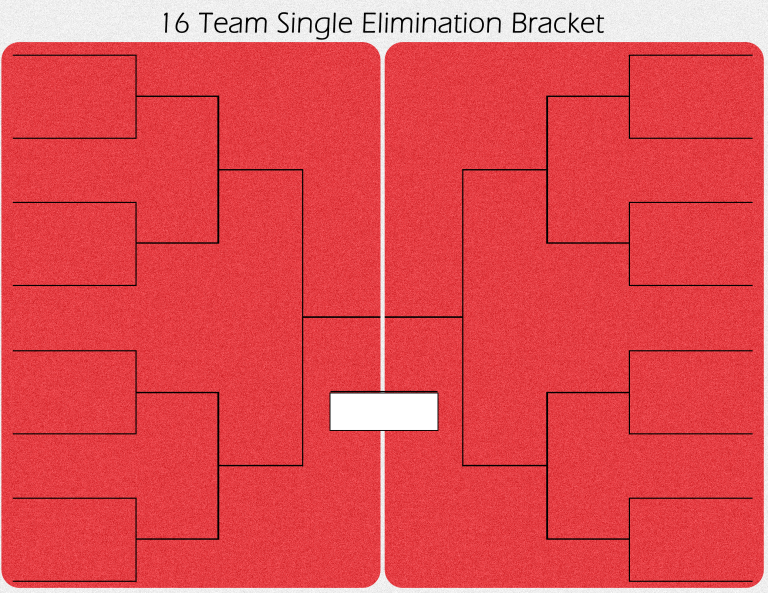 16-Team Single-Elimination Bracket: Print Tournament Brackets in PDF ...