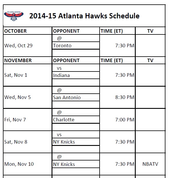 Atlanta Hawks - Printerfriendly