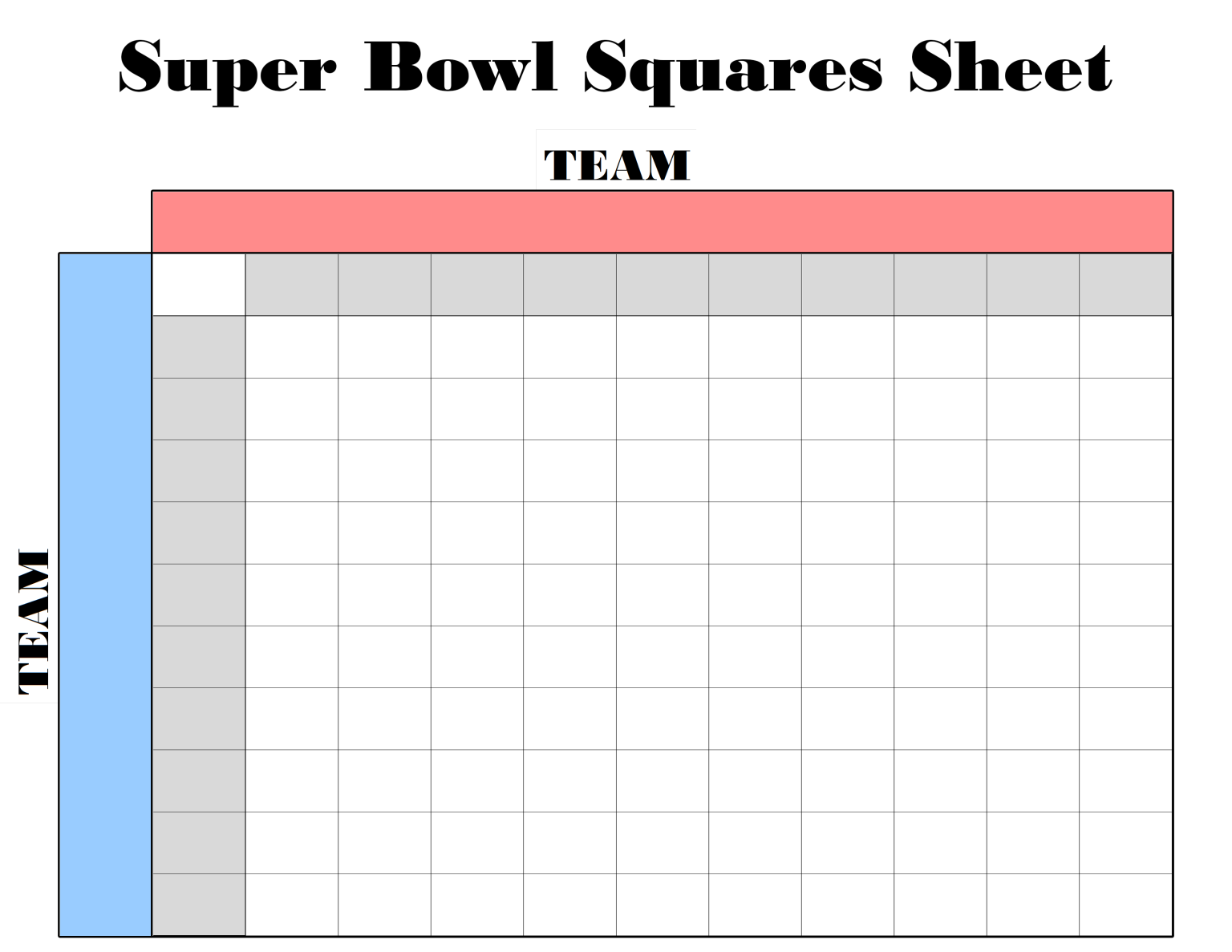 Printable Super Bowl Squares - Printerfriendly