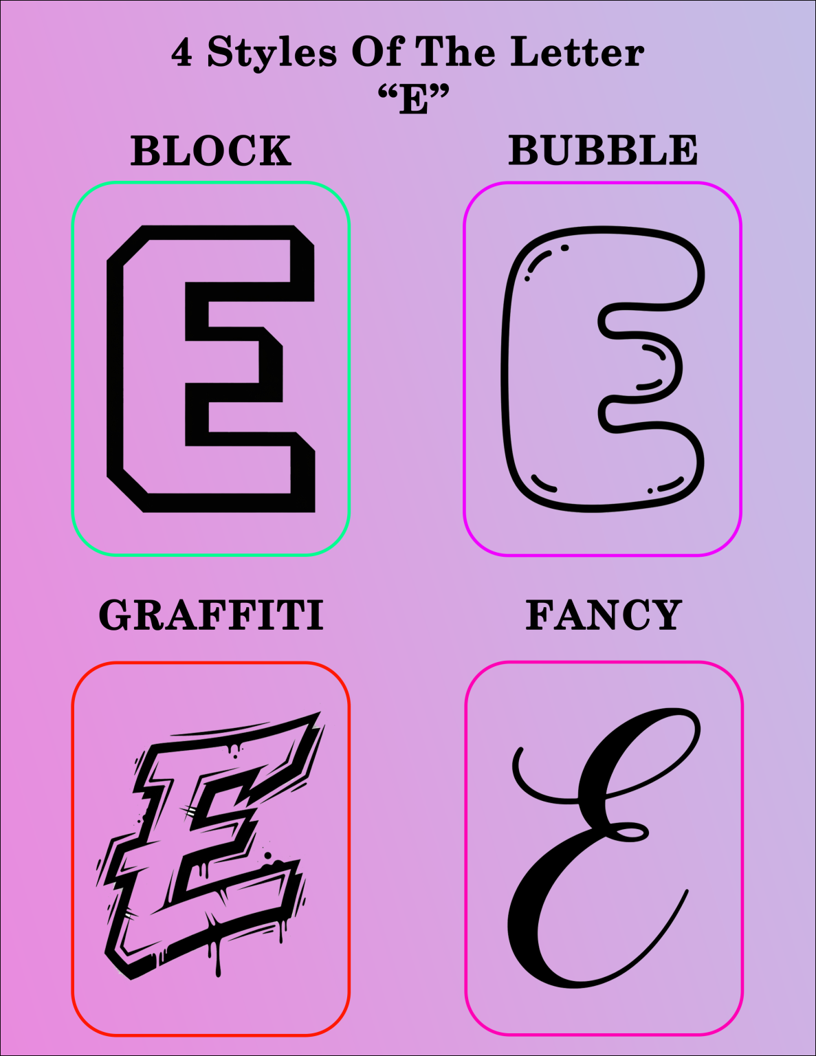 Printable letter 'E': Free bubble letter, block, graffiti and fancy "e ...