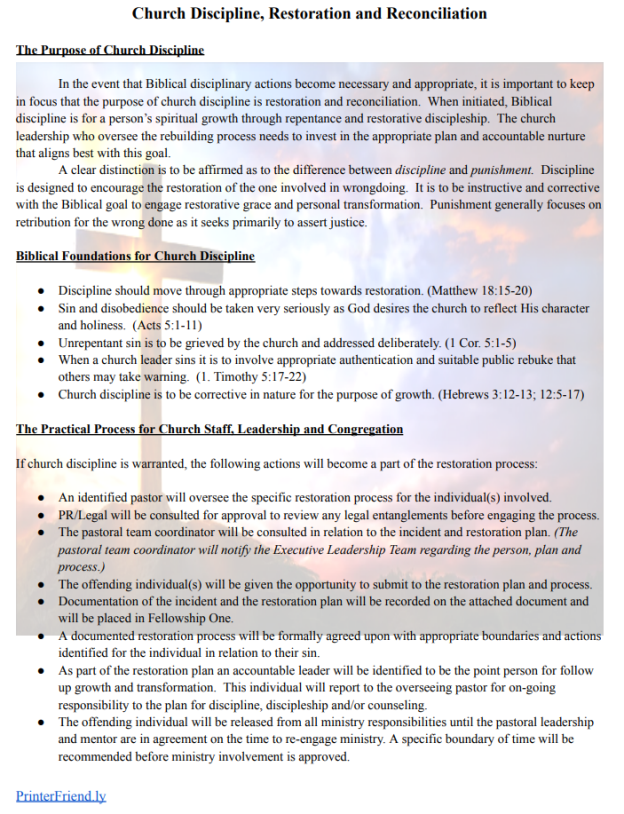 Free Church Discipline Forms; Printable, PDF Format - Printerfriendly