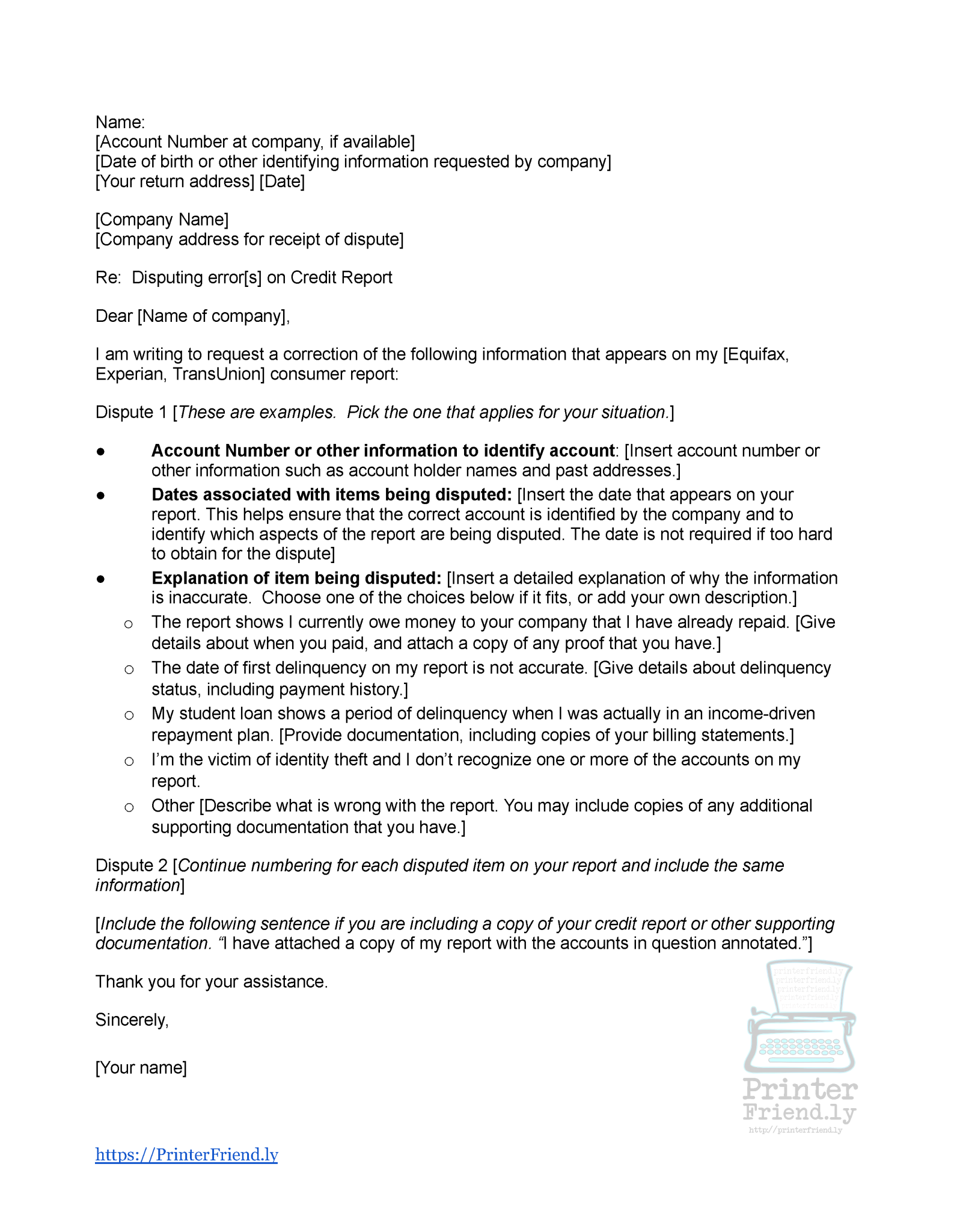 Free Debt Verification Letter Template to Credit Agency Transunion ...