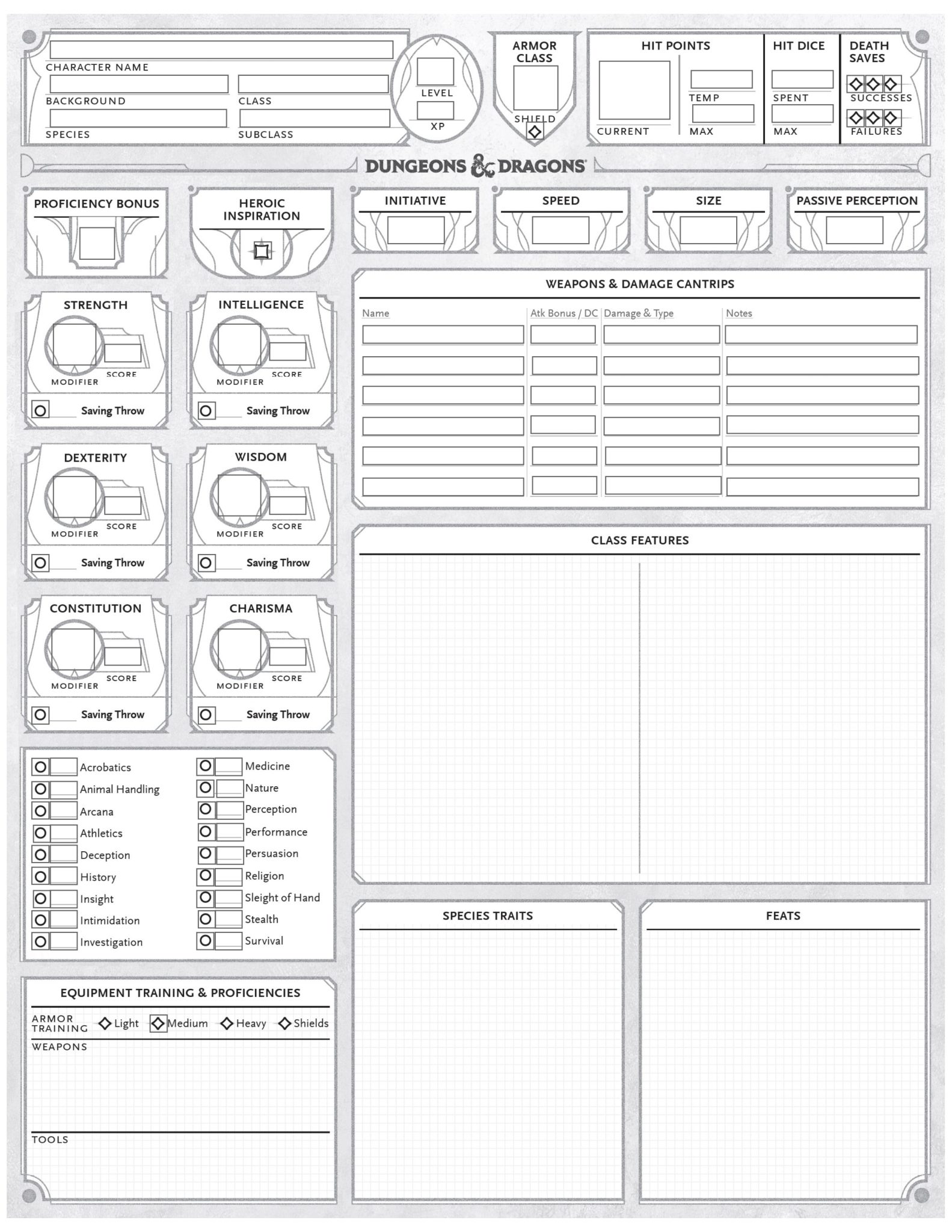 The Ultimate Printable Free D&D 5e Character Sheet Template ...