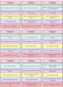 Free, Printable "Name 5 Things Game" Cards - Printerfriendly