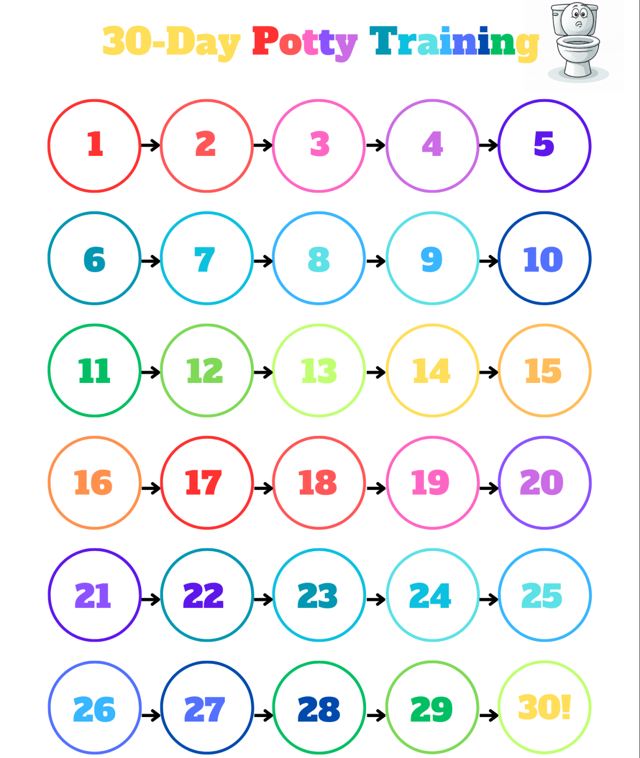 Here's a One Month Potty Training Chart to Print - Printerfriendly
