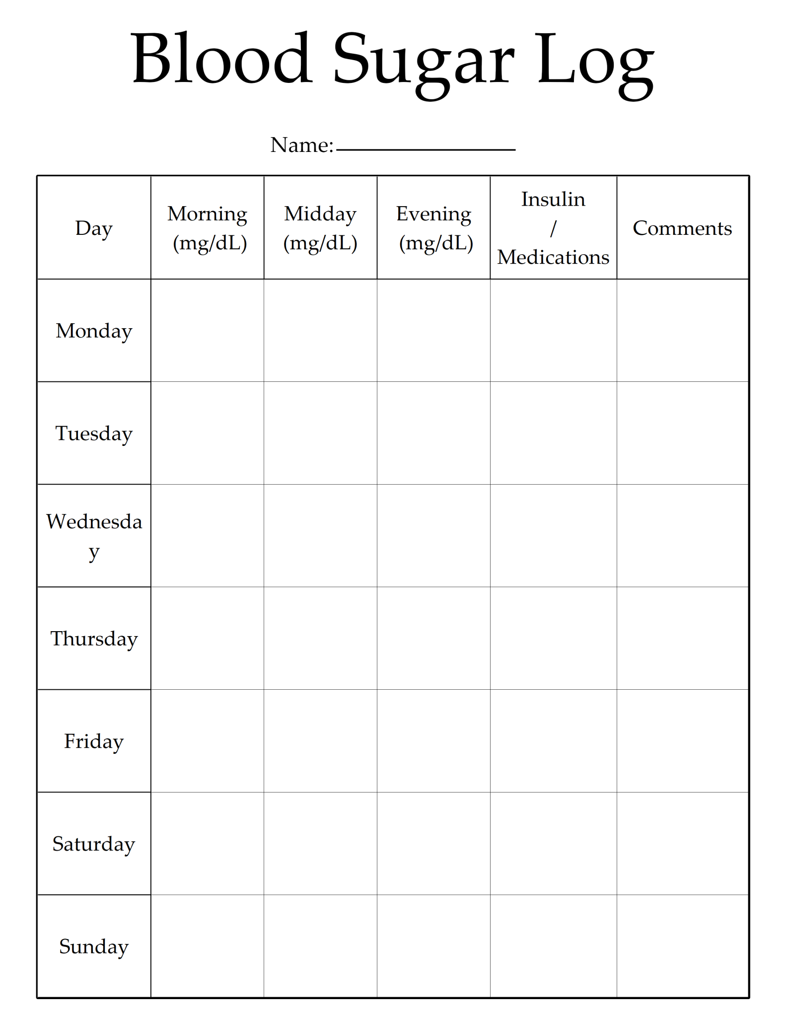 Download a Free Large Print Printable Blood Sugar Log Sheet ...