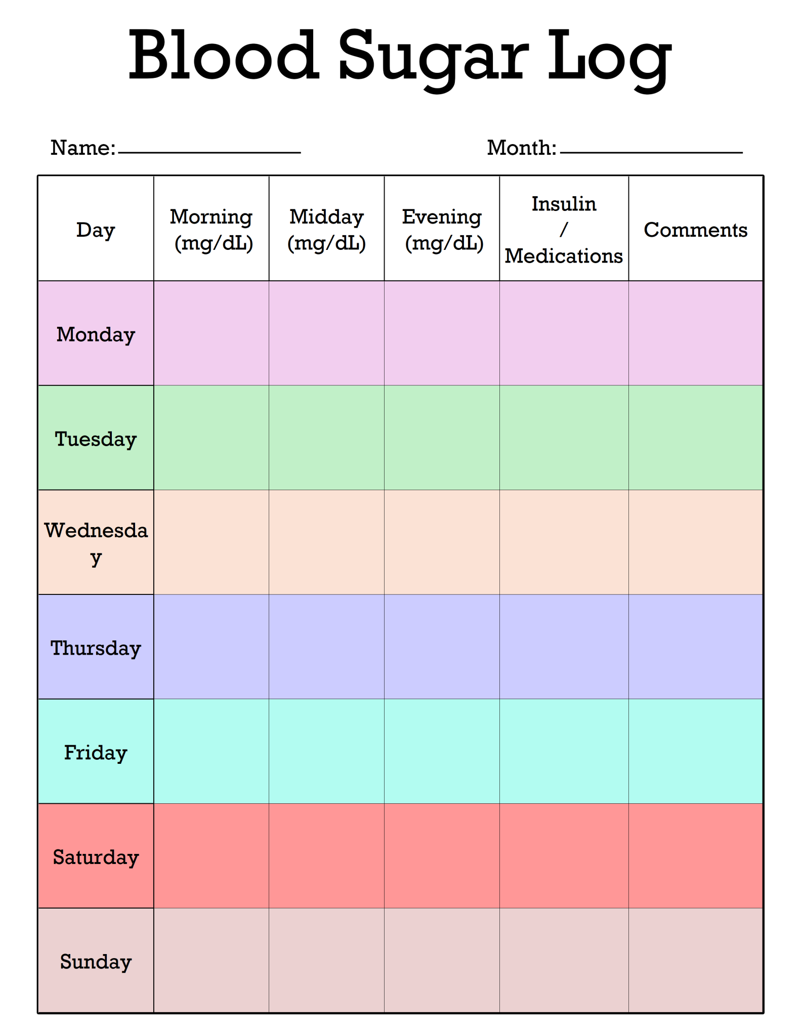 Download a Free Large Print Printable Blood Sugar Log Sheet ...