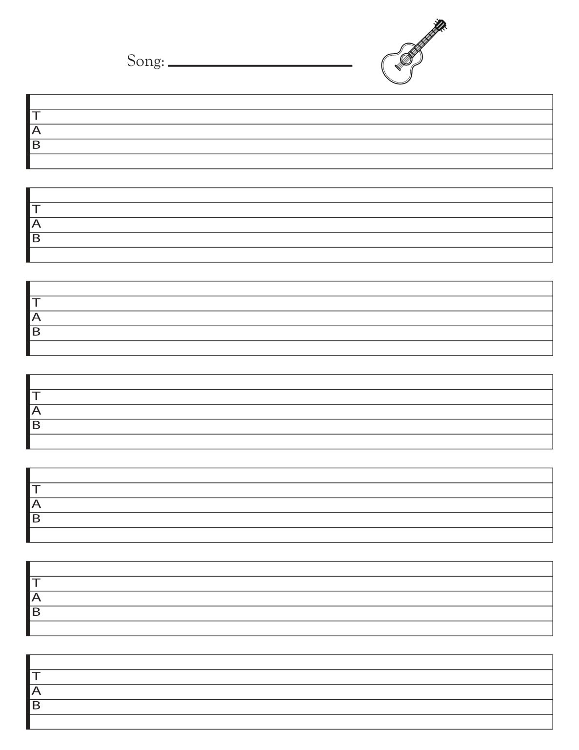 Free Fillable Blank Guitar Music Sheet Printable - Printerfriendly