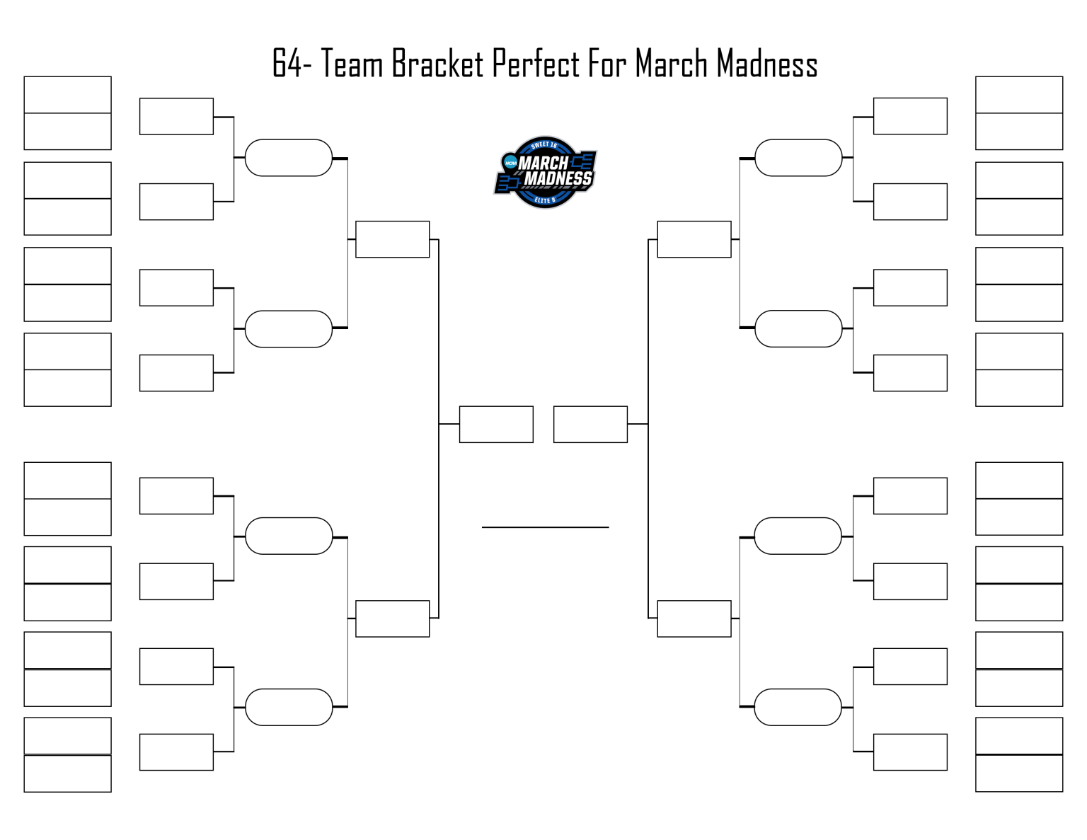 Free, Printable 64-Team Bracket for March Madness - Printerfriendly