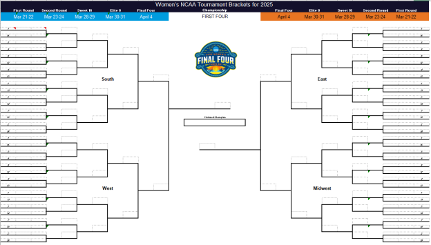 Printable Women's Sweet 16 Bracket for NCAA March Madness Tourney ...