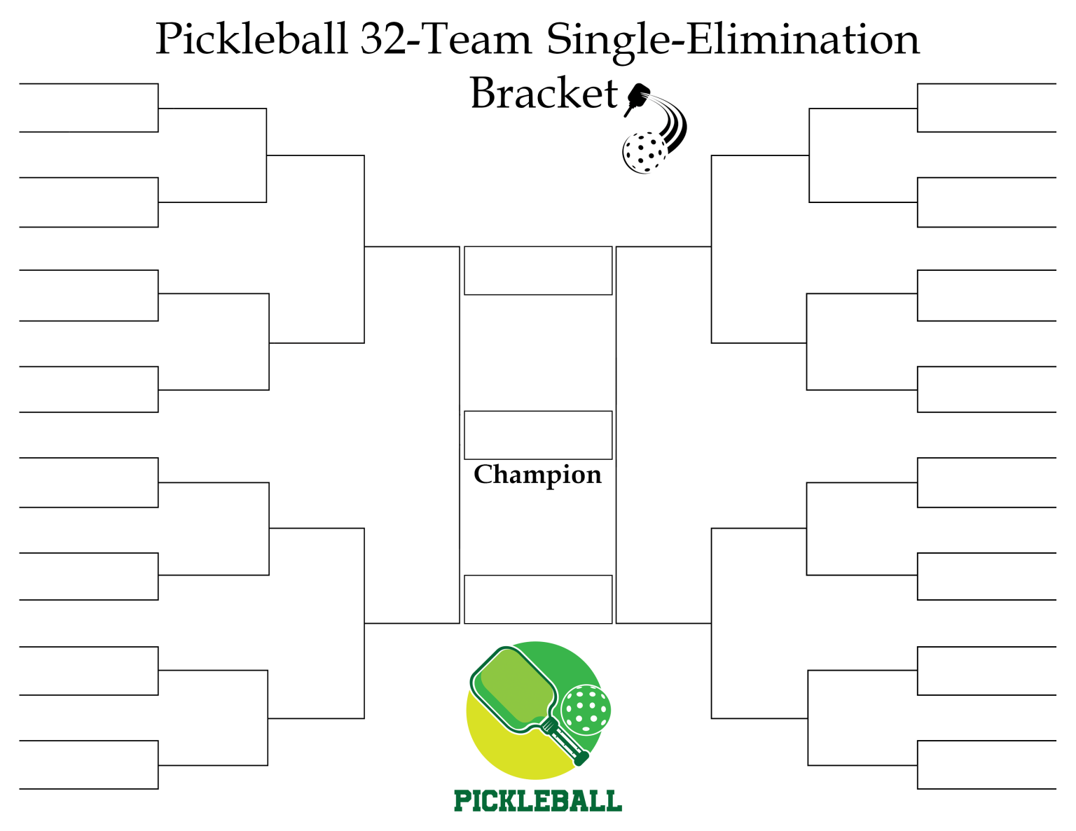 Free, Printable Pickleball Tournament Brackets (Single Elimination ...
