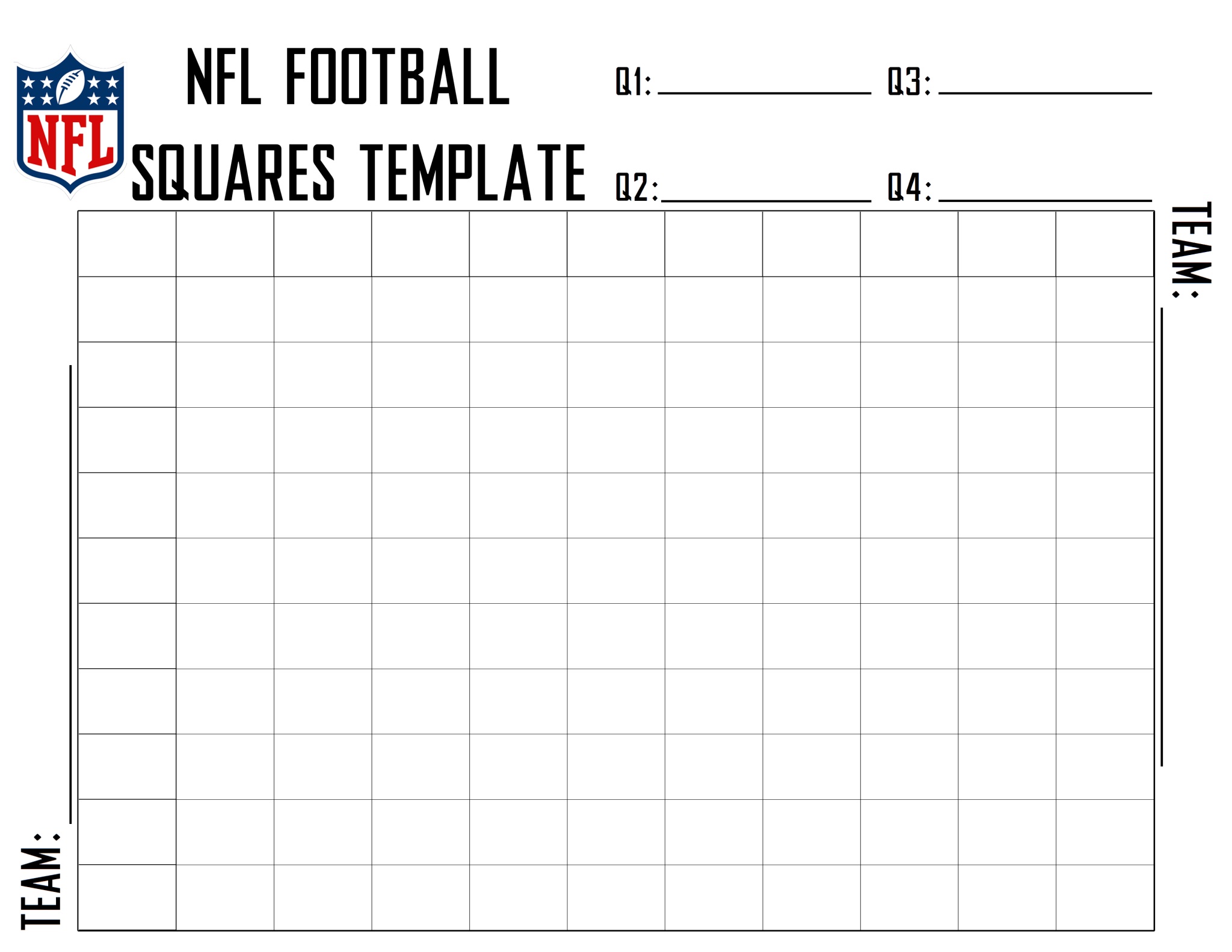 Free, Fillable NFL Football Squares: Print For NFL Playoffs 2026 ...