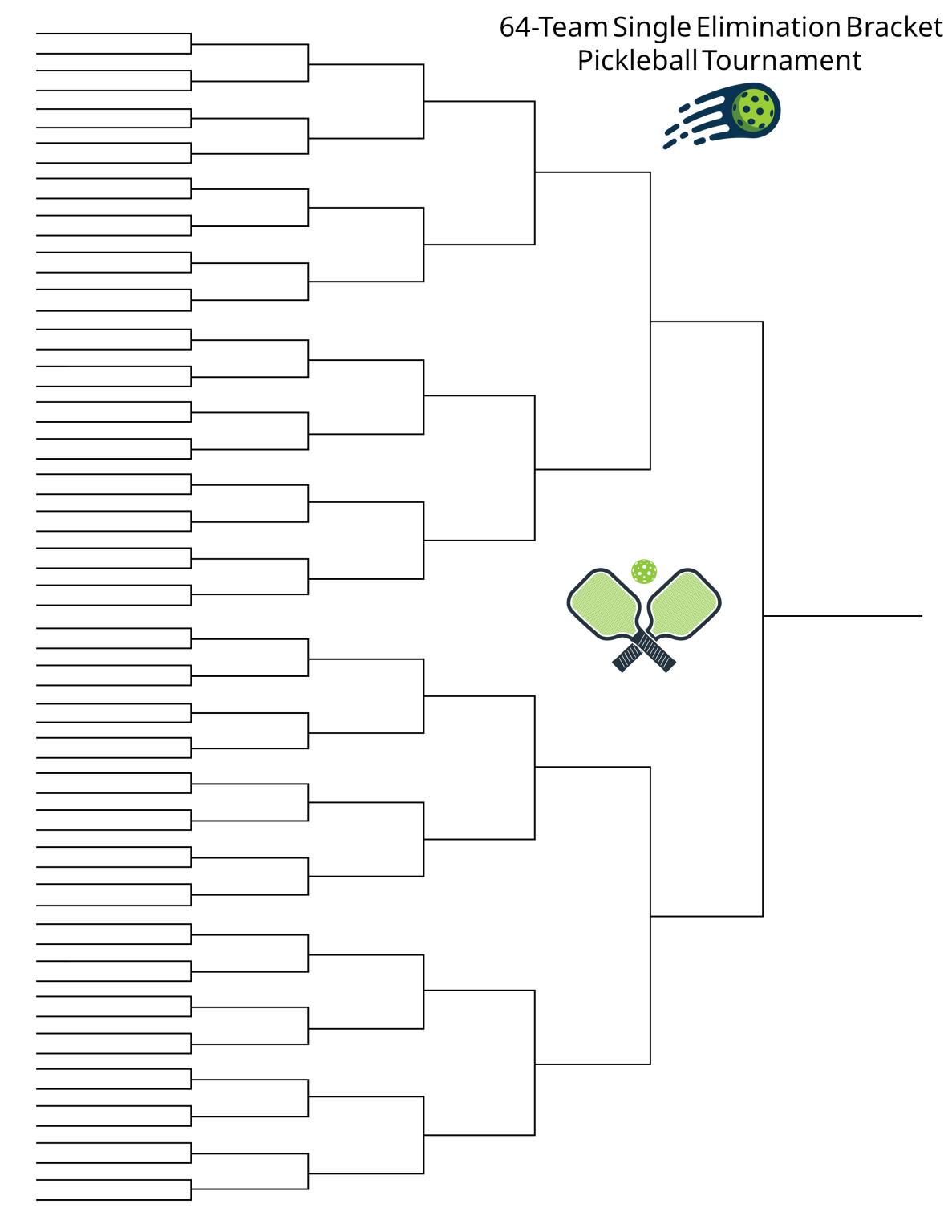 Free Pickleball Bracket: 64-Player Double Elimination Bracket for ...