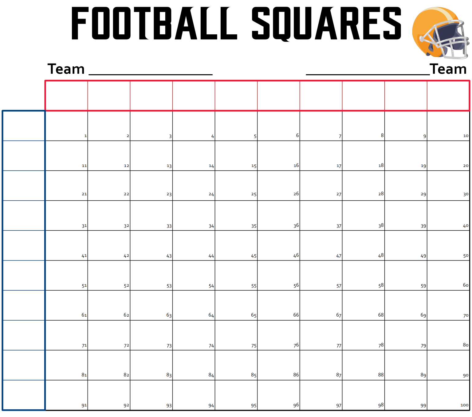 Printable Football Squares for College Football Championships and NCAA ...