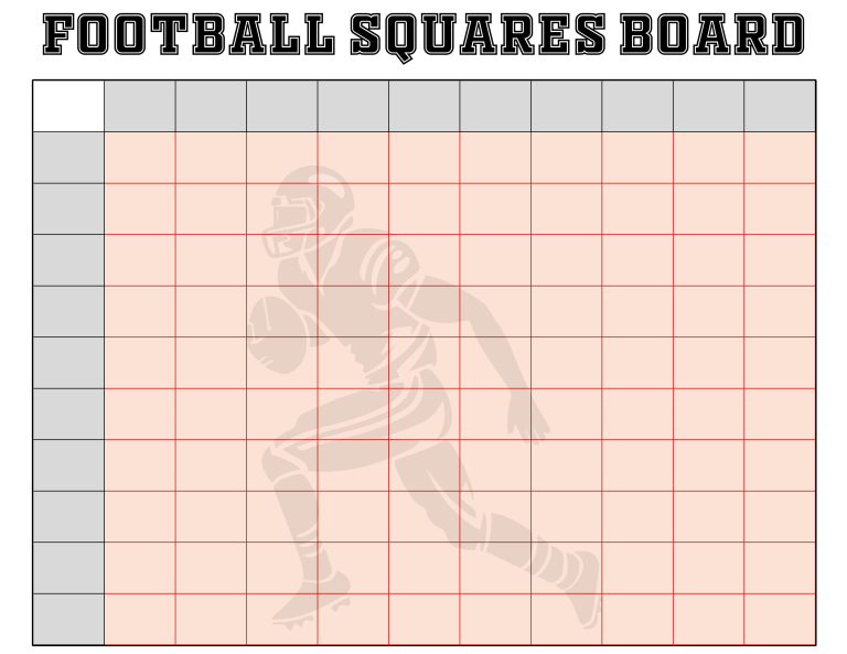 Free 100 Squares Football Board Game: 10x10 Box Grid for NFL, Superbowl ...