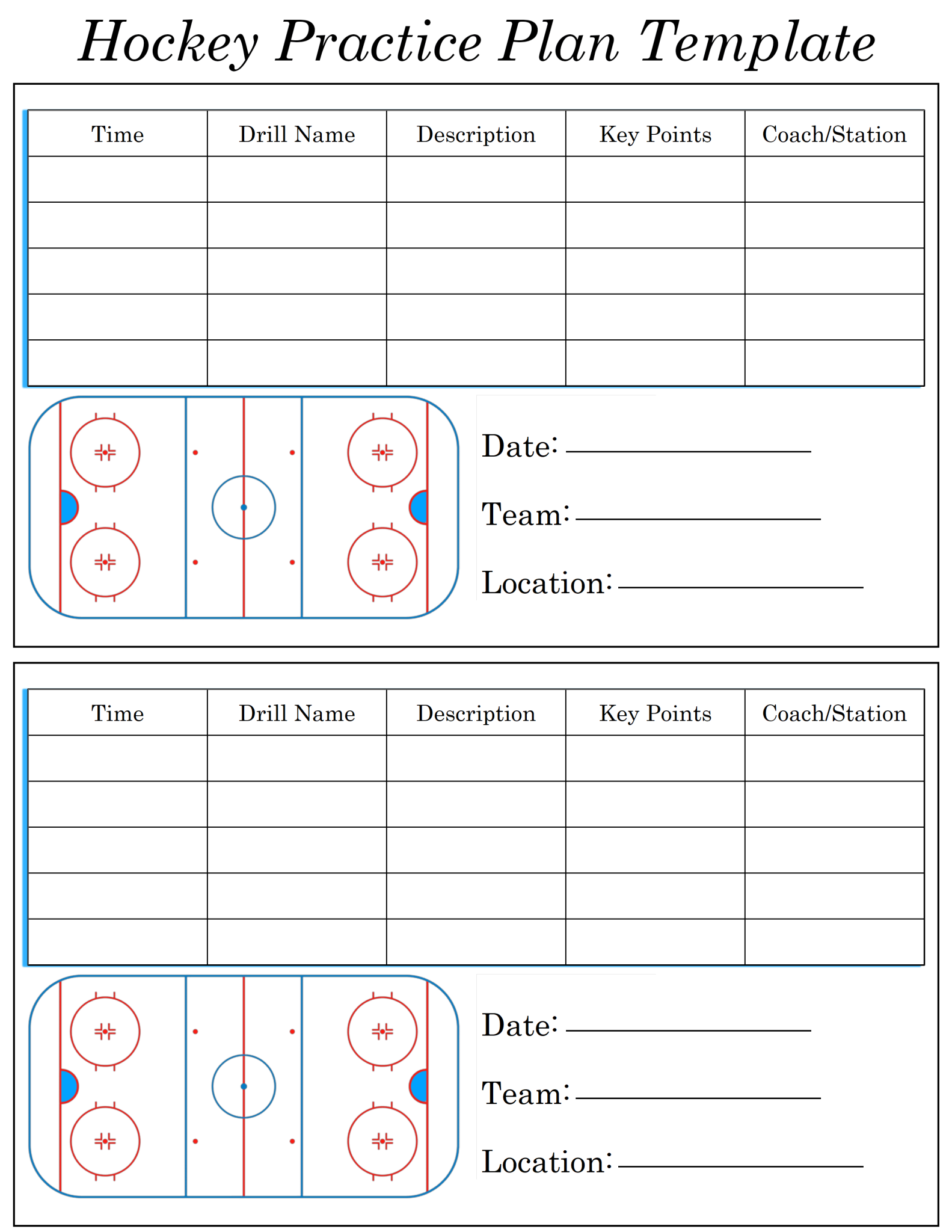 Free Hockey Practice Plan Templates for Organizing Drills and ...