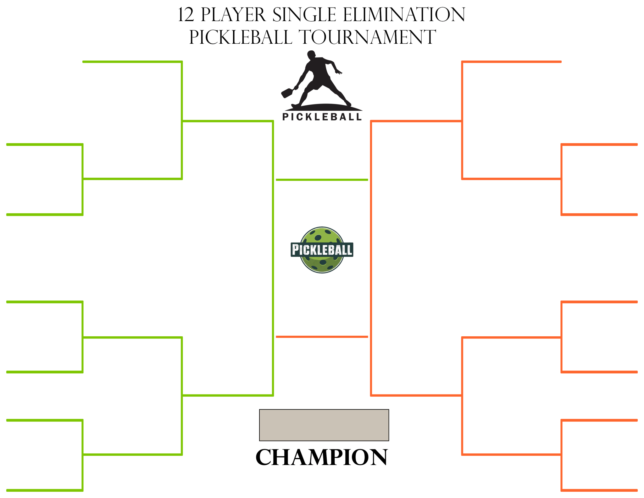 Free, Printable Pickleball Tournament Brackets (Single Elimination ...