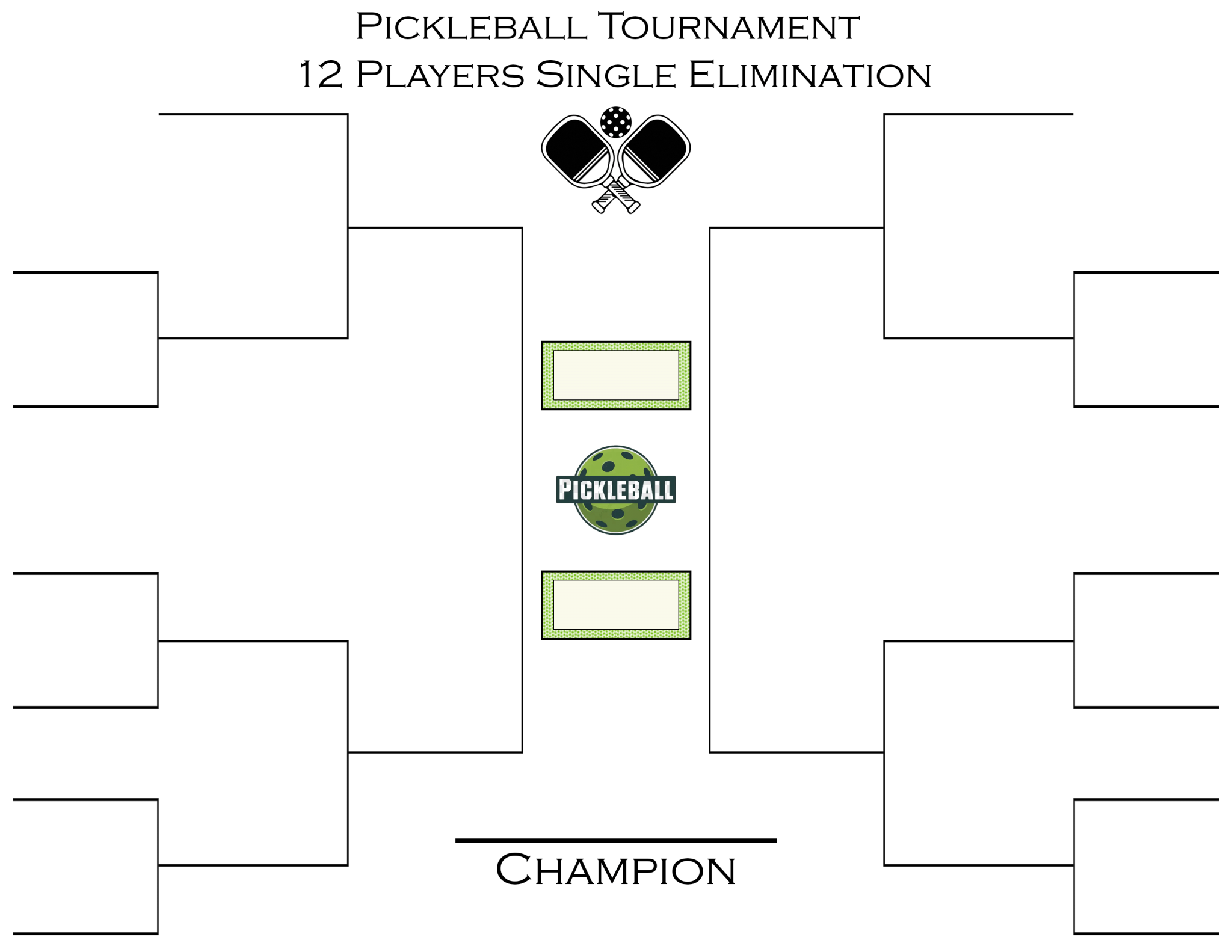 Free Printable Pickleball 12-Player Double Elimination Bracket ...