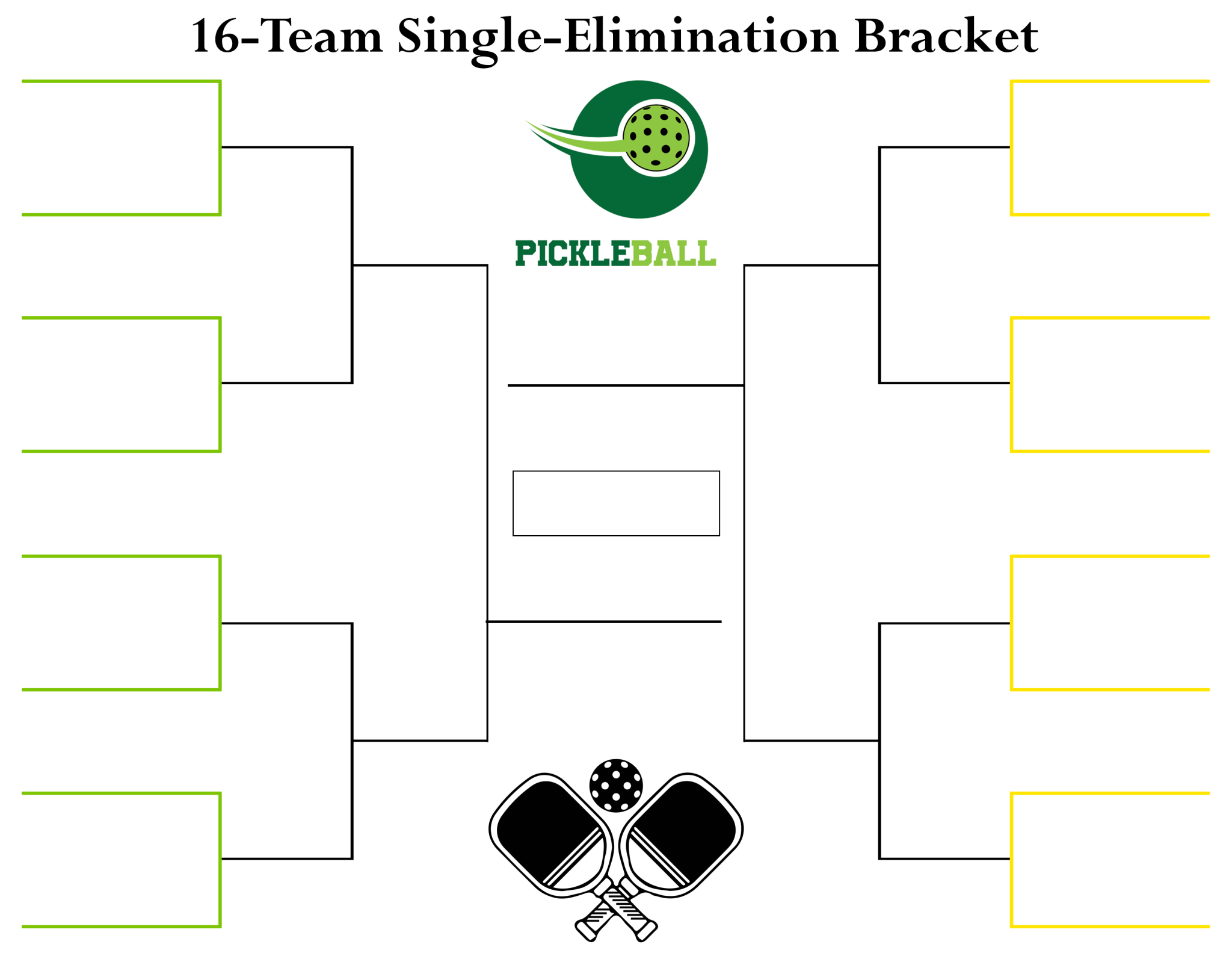 Free, Printable Pickleball Tournament Brackets (Single Elimination) - Printerfriendly