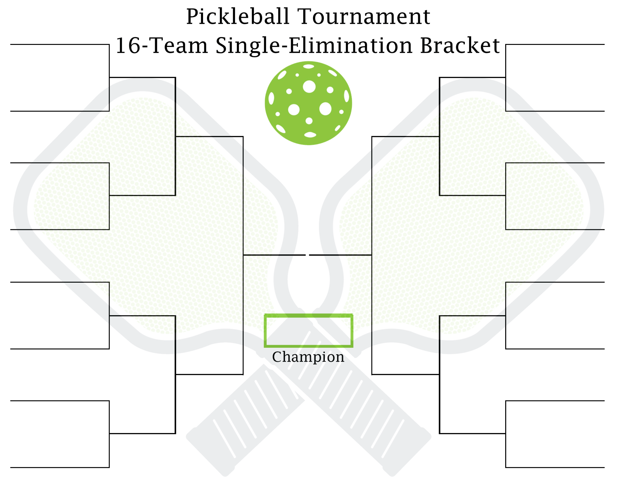 Printable Pickleball 16-Player Double Elimination Bracket for ...