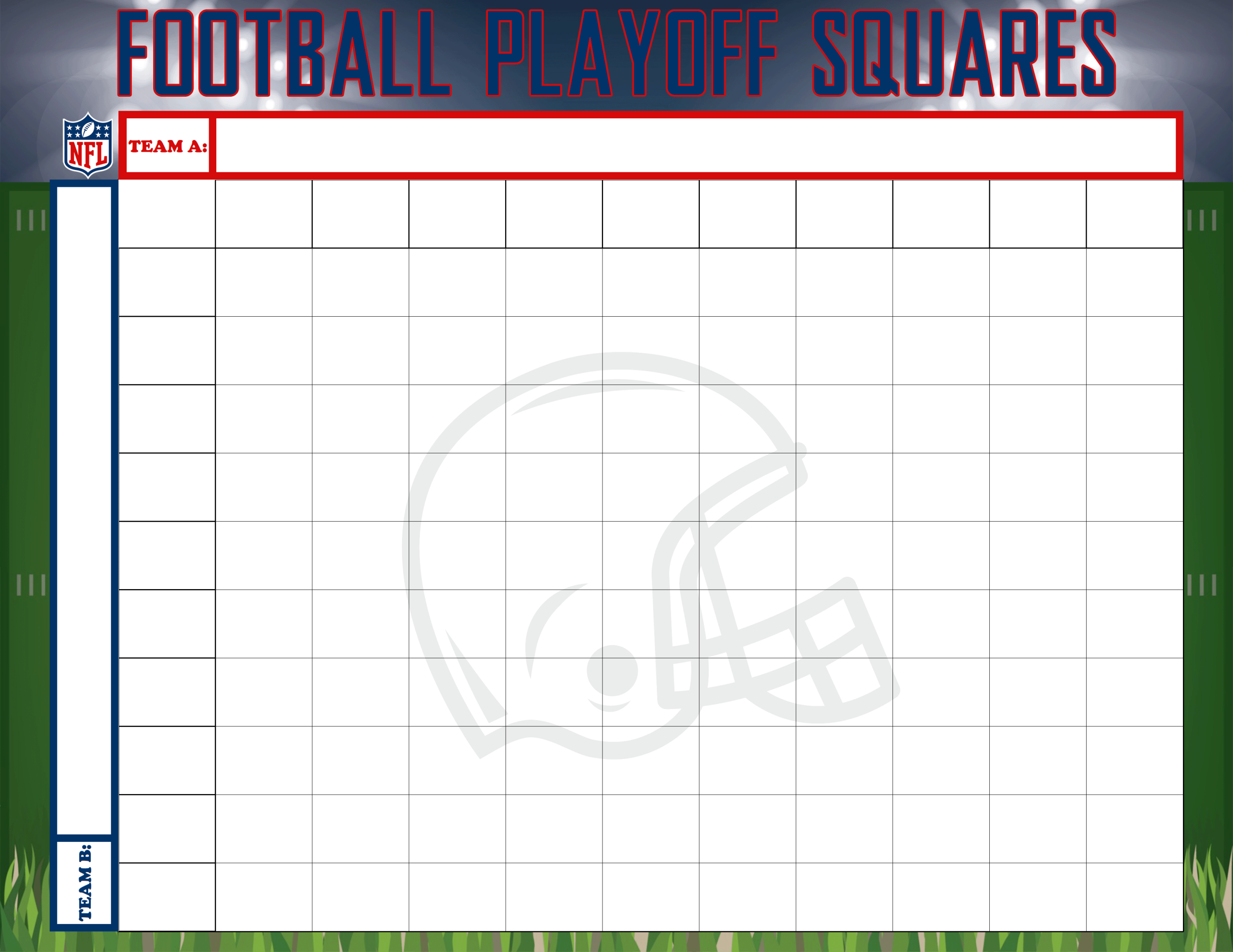 Fillable NFL Playoff Squares and Blank Football Boxes for Superbowl ...