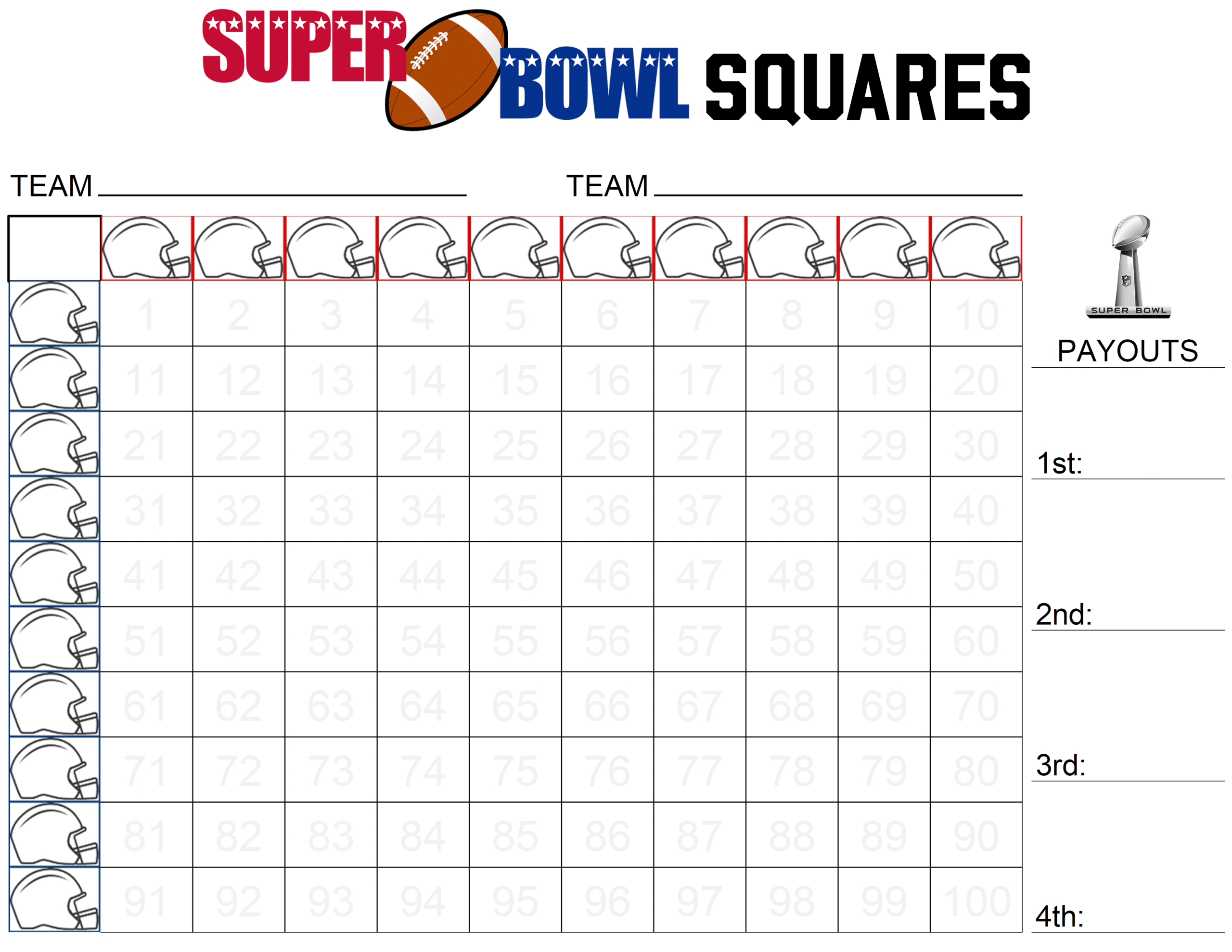 Download our 100-Square Super Bowl Pool: Free, Printable NFL Football ...