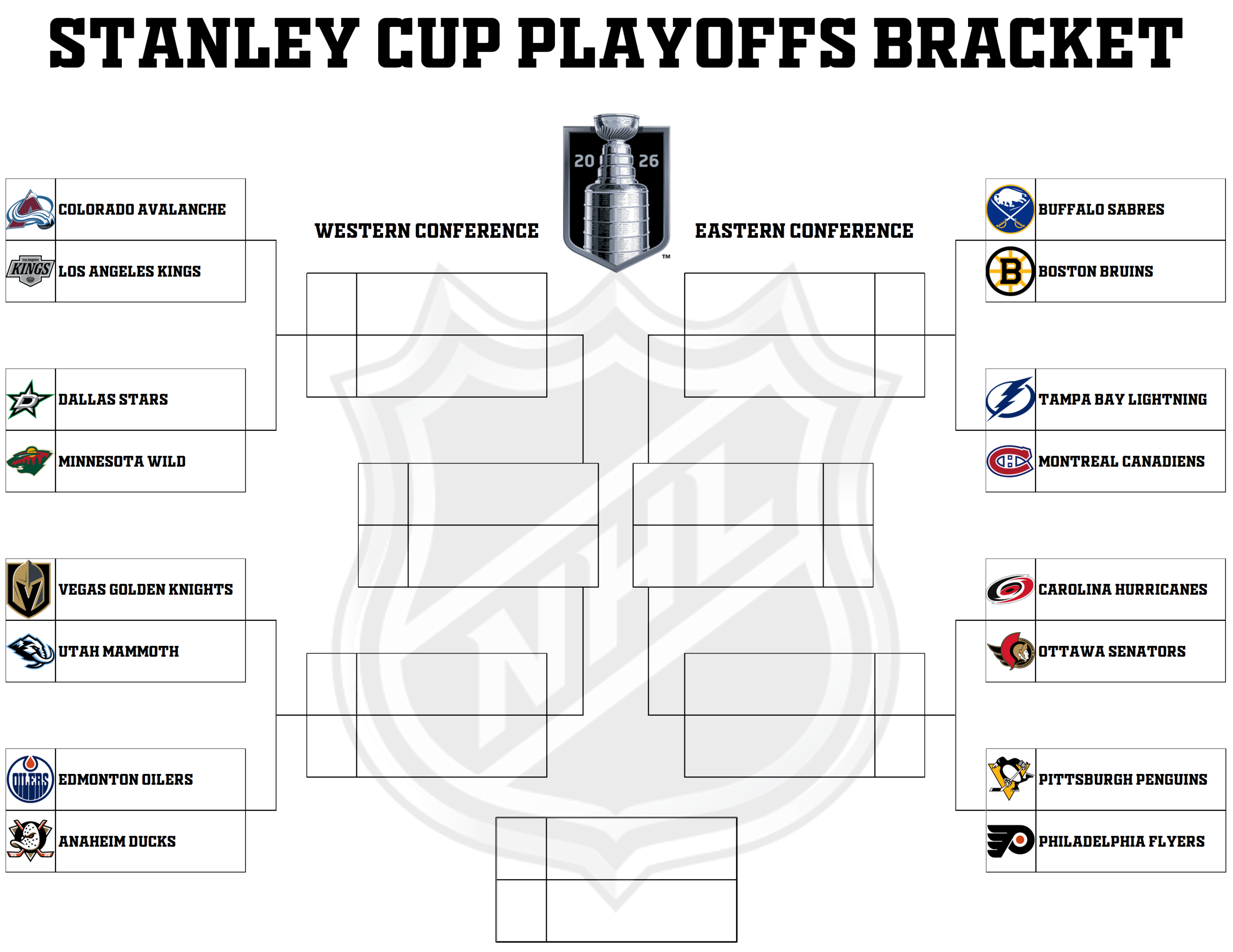 2026 Full NHL Playoff Bracket: Printable Stanley Cup Playoff Series ...